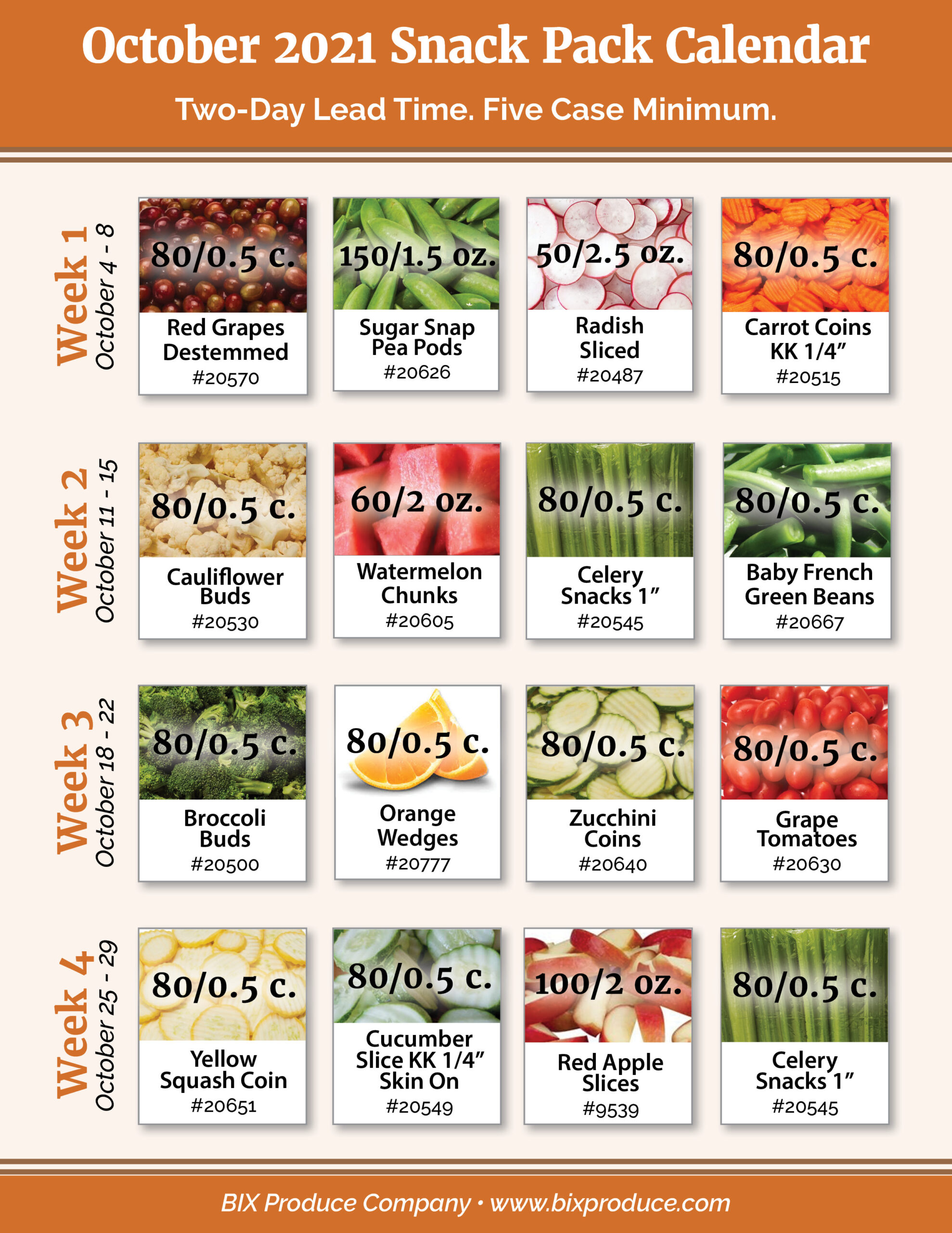 BIXSnack Pack Calendar Oct 2021 - BIX